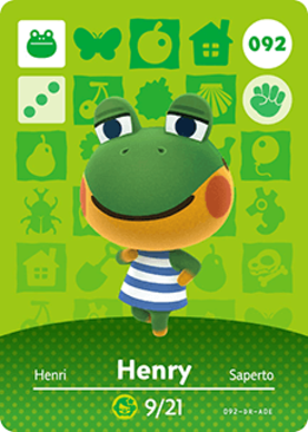 Henry Animal Crossing Amiibo Card - Animal Crossing Cards - Series 1 ...
